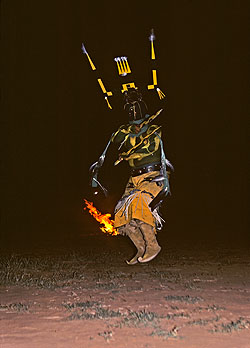 Mescalero Apache Fire Dancer at Tribal Powwow in Anadarka, Oklahoma
