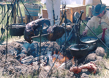 Beaver and Buffalo Roast cooking over fire at Lewis and Clark Festival ...