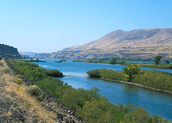 View of Maryhill State Park and Columbia River near Rufus, Oregon.