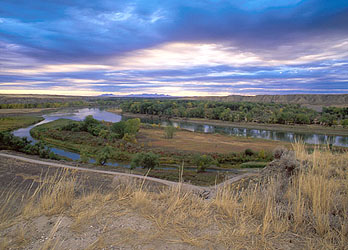 Sunrise at Decision Point, juncture of Missouri and Marias rivers near ...