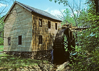 Hagood Mill (1825) with overshot waterwheel near Pickens, South Carolina