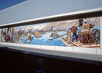 Oregon Trail Mural in The Dalles, Oregon