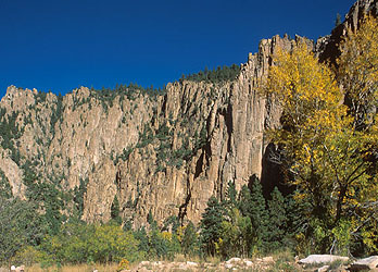 Palisades Sillcut by Cimarron River on mountain route of Santa Fe trial ...