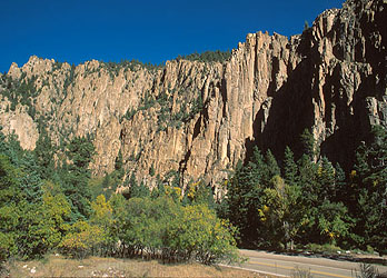 Palisades Sillcut on Cimarron River on mountain route of Santa Fe trail ...
