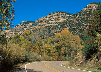 Cimarron Canyon on mountain route of Santa Fe trail in New Mexico