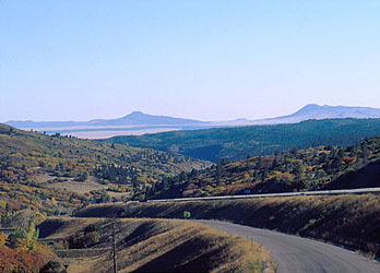 Raton Pass (elev 7,834 feet) on mountain route of Santa Fe trail in New ...