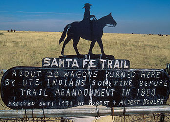 Santa Fe trail Marker, site of 20 Wagons burned along Cimarron County ...