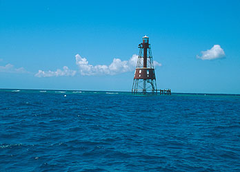 Carysfort Reef Lighthouse (1852), 112 feet tall octagonal pyramidal ...