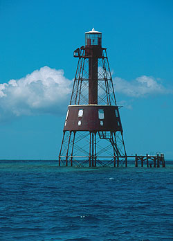 Carysfort Reef Lighthouse (1852), 112 feet tall octagonal pyramid ...