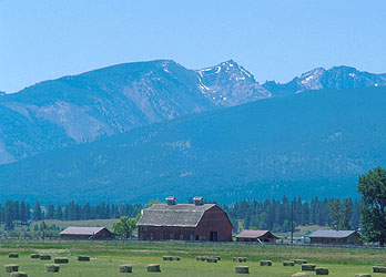 Bitterroot Mountains and Valley near Victor, Montana