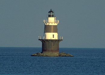 Peck Ledge Lighthouse (1906) in Atlantic ocean near Norwalk, Connecticut
