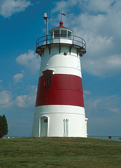 Stratford Point Lighthouse (1881) on Atlantic ocean in Lordship ...
