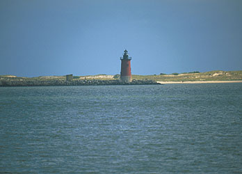 Delaware Breakwater Lighthouse (1885) on Atlantic ocean in Lewes, Delaware.