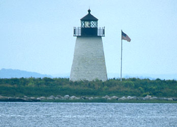 Bird Island Lighthouse (1889) in Buzzard's Bay on Atlantic coast near ...